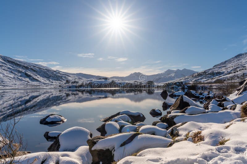 Winter in Snowdonia after a Fall of Snow Stock Photo - Image of winter ...