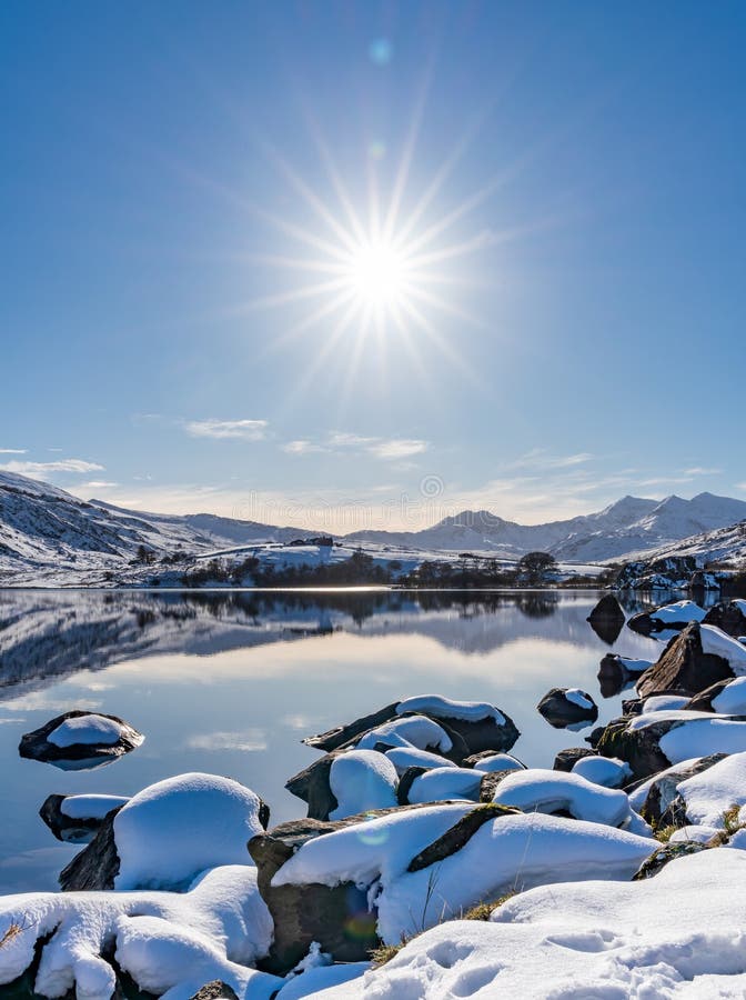Winter in Snowdonia after a Fall of Snow Stock Photo - Image of ...