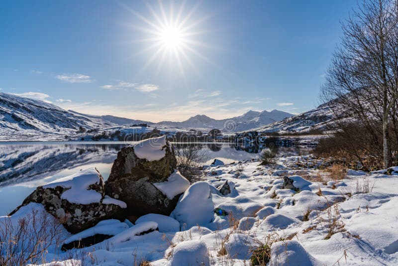 Winter in Snowdonia after a Fall of Snow Stock Photo - Image of snowy ...