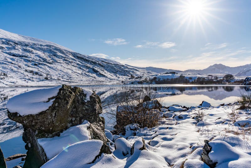 Winter in Snowdonia after a Fall of Snow Stock Image - Image of wales ...