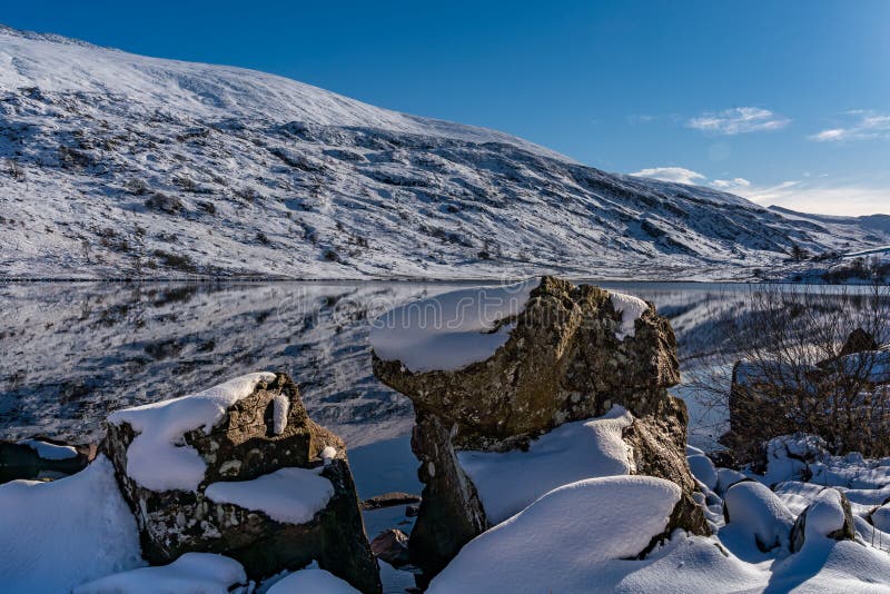 Winter in Snowdonia after a Fall of Snow Stock Image - Image of snowy ...