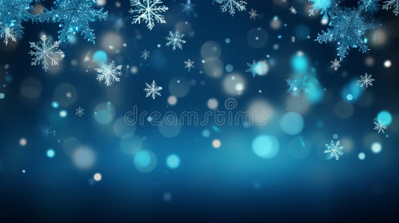 Winter Snowfall with Blue Background and Sparkling Light Effects ...