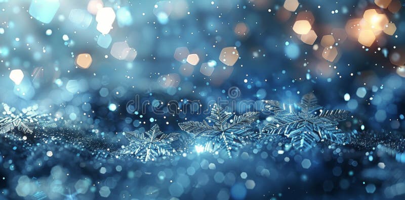 Winter Snowfall with Bokeh Lights Stock Image - Image of stillness ...