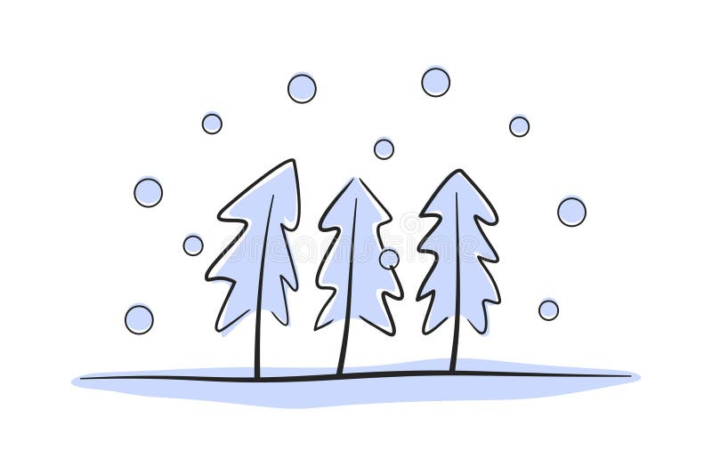 Winter Snowfall Covered the Tree Stock Vector - Illustration of snow ...