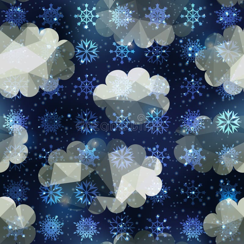Winter Snowfall Pattern on Night Sky Background. Stock Vector ...