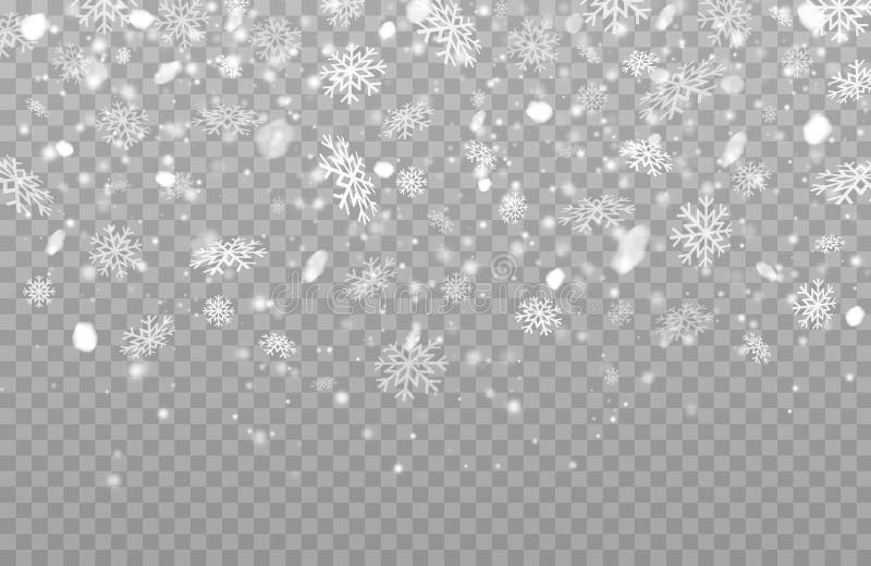 Winter Snowfall. Realistic Falling Snowflakes Stock Vector ...