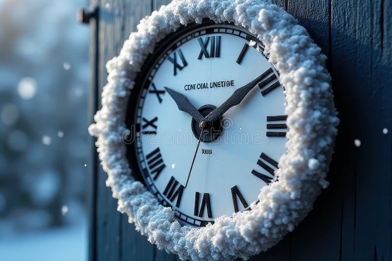 Winter Snowfall Wall Clock stock illustration. Illustration of clock ...