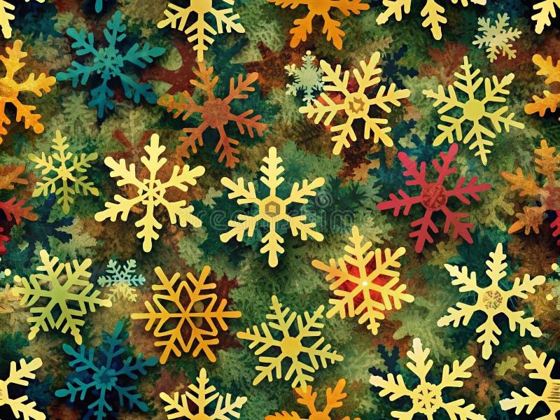 Winter Snowflake Camouflage Fabric Pattern a GrungeInspired Seamless ...