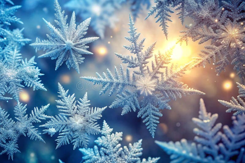 Winter Snowflake Cluster, Frozen Sunlight, Abstract Background Stock ...