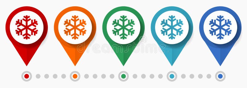 Winter, Snowflake Concept Vector Icon Set, Flat Design Pointers ...