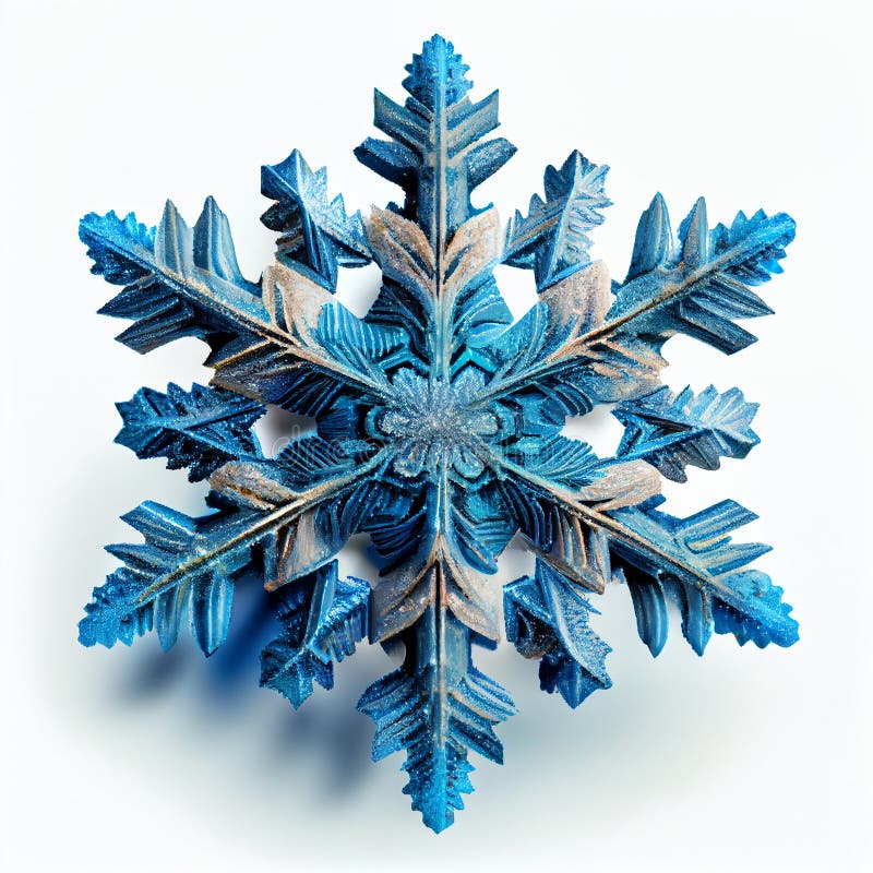Winter Snowflake Crystal 3d Illustration Close-up on White Background ...