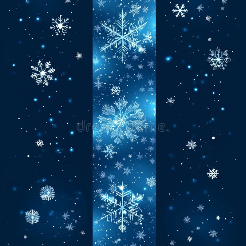 Winter Snowflake Pattern on a Dark Blue Background with Glowing Stars ...