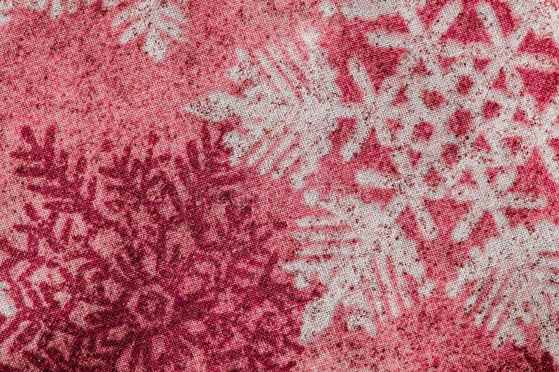 Winter Snowflake Pattern on Red Fabric Stock Photo - Image of ...