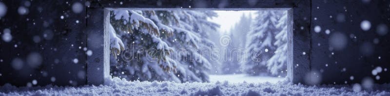 Winter Snowflakes Descending from a Rectangular Window, Snowfall ...