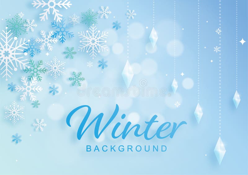 Snowflakes Design for Winter with Snowflakes Paper Cut Style on Color ...