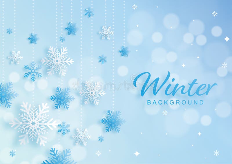 Snowflakes Design for Winter with Snowflakes Paper Cut Style on Color ...