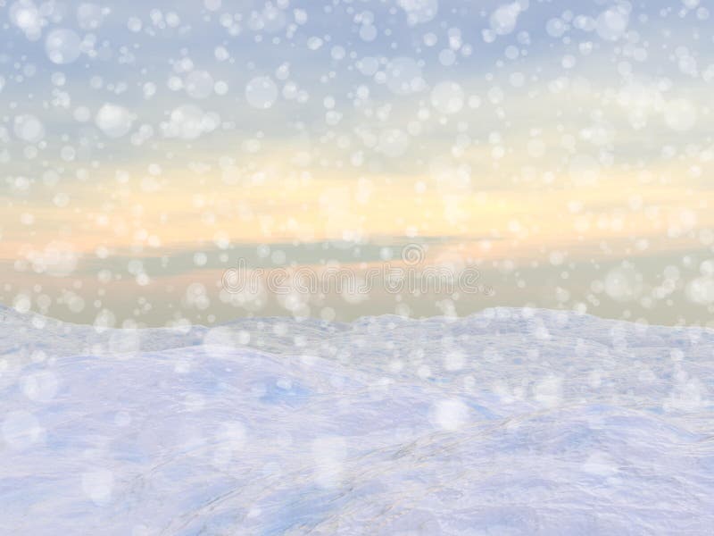 Winter Snowing Landscape - 3D Render Stock Illustration - Illustration ...