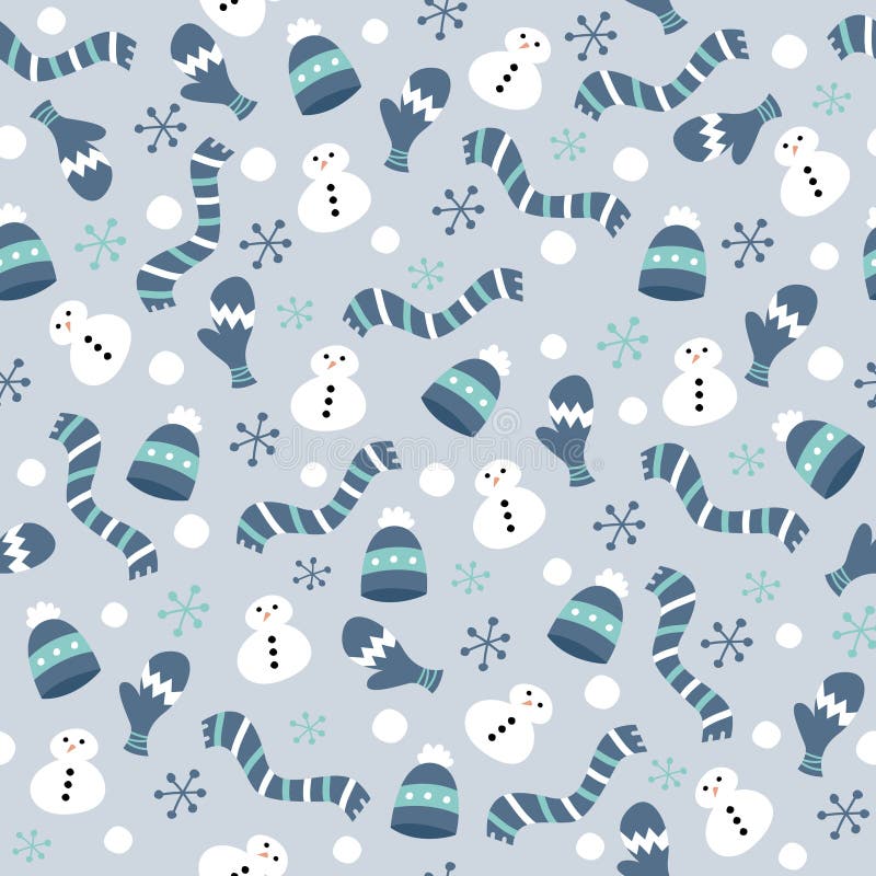 Winter Snowman Seamless Pattern Stock Vector - Illustration of snowmen ...