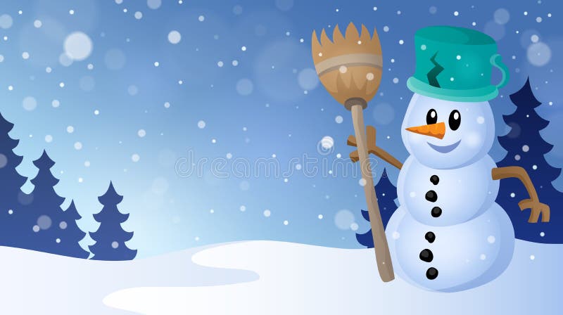 Winter Snowman Theme Drawing 1 Stock Vector - Illustration of scarf ...