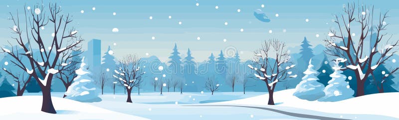 Winter Snowscape in City Park Vector Simple 3d Isolated Illustration ...
