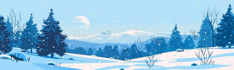 Winter Snowscape stock vector. Illustration of field - 346941652