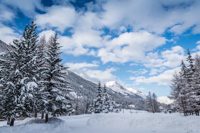 Winter Snowy Landscape in Italian Alps Stock Image - Image of mountain ...