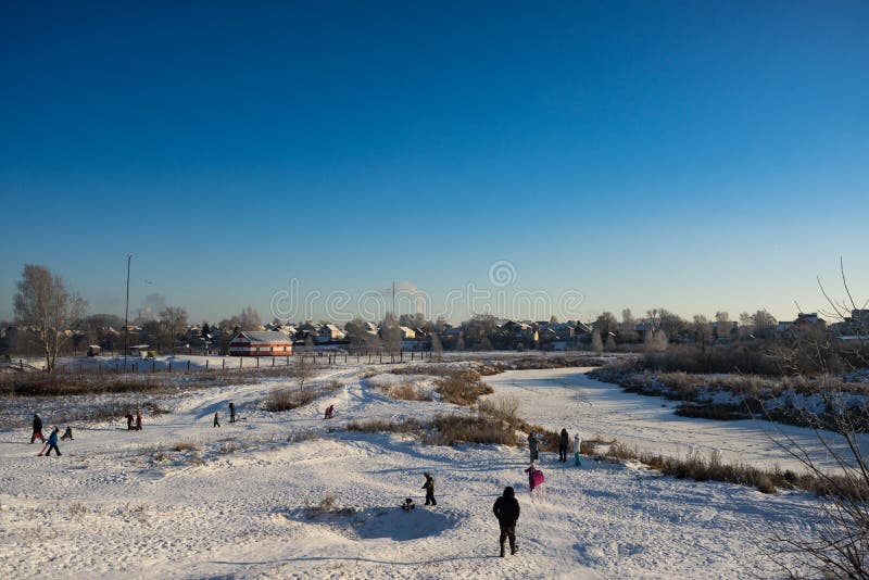 Winter Snowy Landscape in the Russian Cold Editorial Stock Photo ...