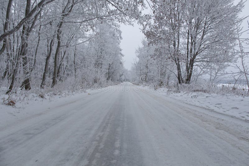 Winter snowy road stock image. Image of season, road - 48709333