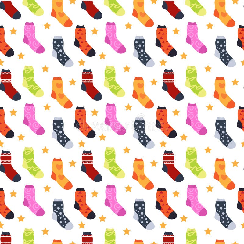 Winter Socks with Different Prints Seamless Pattern. Christmas Sock ...