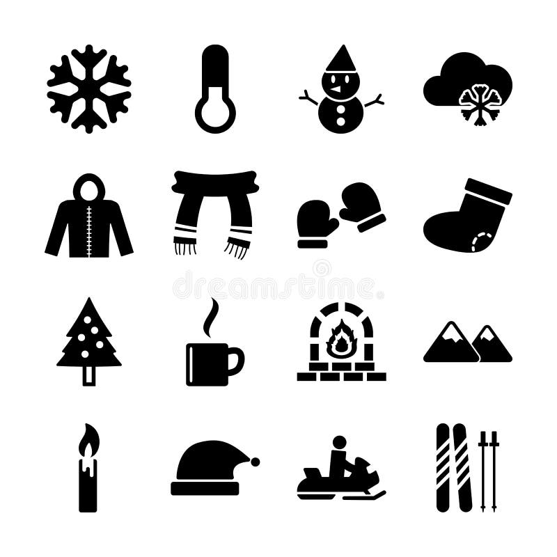 Winter Icons Black White Stock Illustrations – 10,951 Winter Icons ...