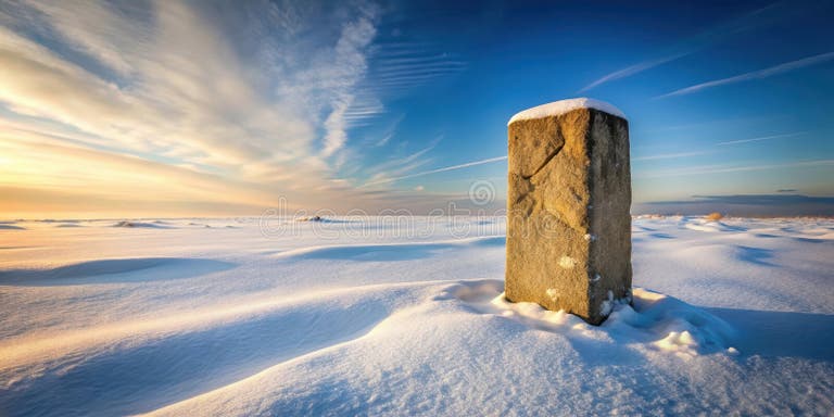 Winter Solstice Monument on a Snowy Plain at Sunset. Generative AI ...