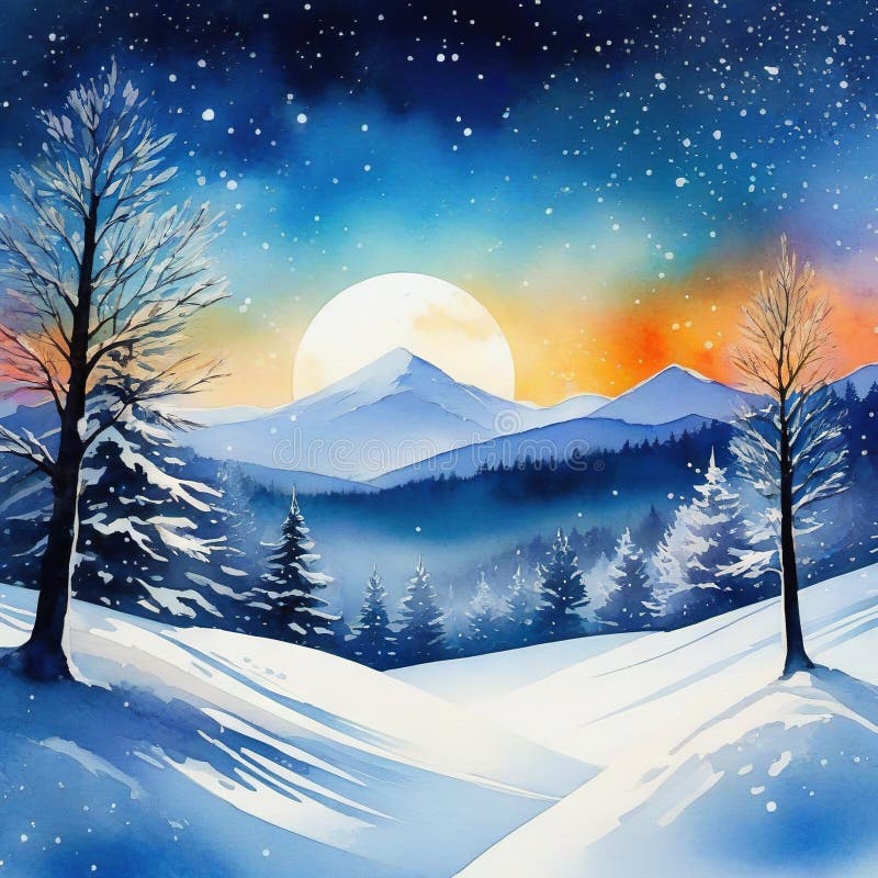 Winter Solstice Woodblock Art Stock Illustration - Illustration of ...