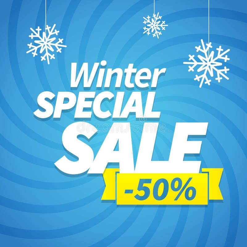 Winter Special Offers Word with Snows in Blue Background Stock Vector ...