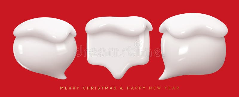 Winter Speech Bubbles with White Snow. Christmas Dialogue Bubble Text ...