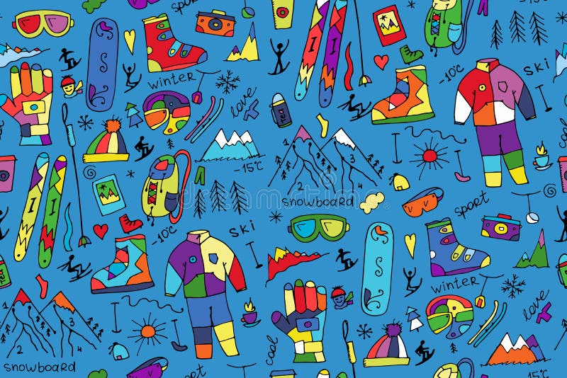 Winter Sport, Seamless Pattern for Your Design Stock Vector ...