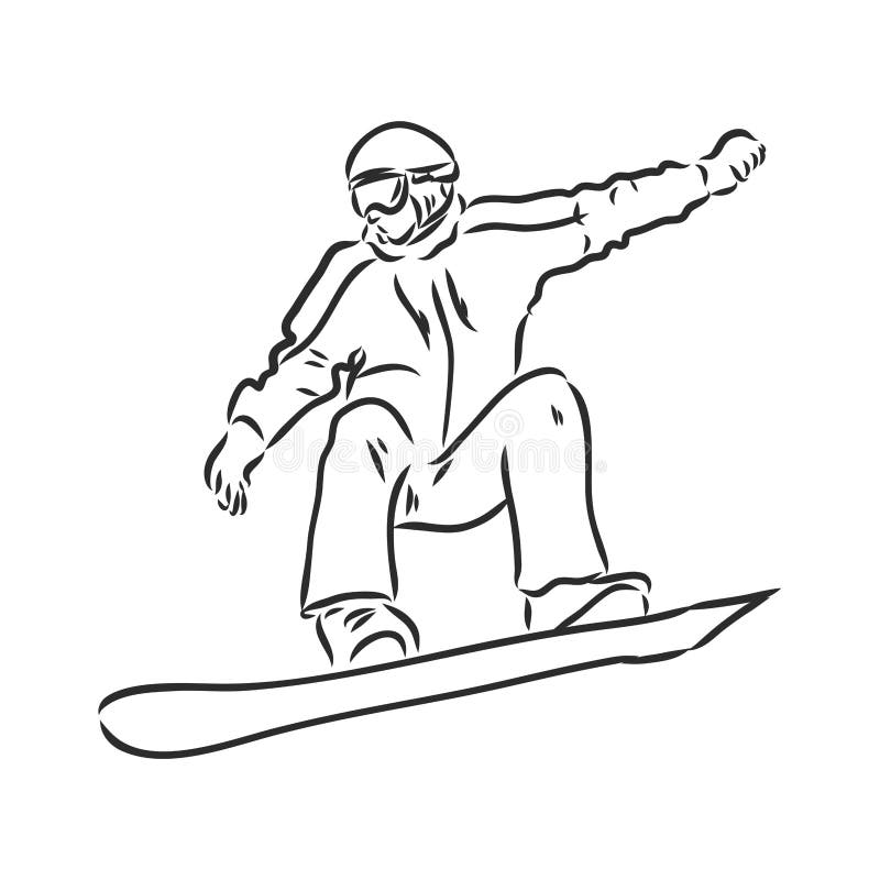 Winter Sport, Snowboarding Collection. Hand Drawing. Snowboarder Vector ...