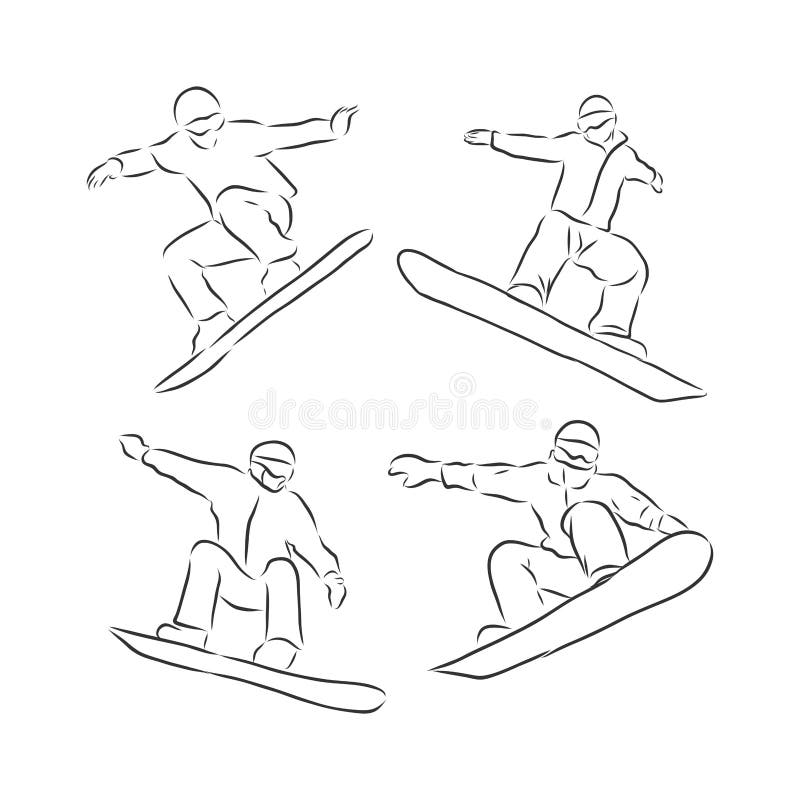 Winter Sport , Snowboarding, Snowboarder Vector Sketch Illustration ...