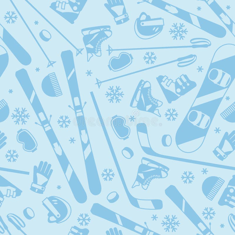 Winter Sports Seamless Pattern with Equipment Flat Stock Vector ...