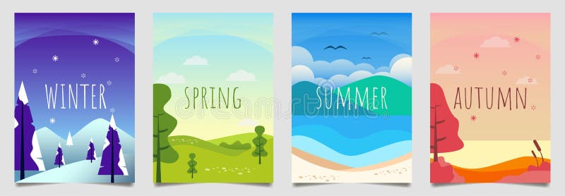 Flat Design, Illustration Set Season Element or Flowers Background ...