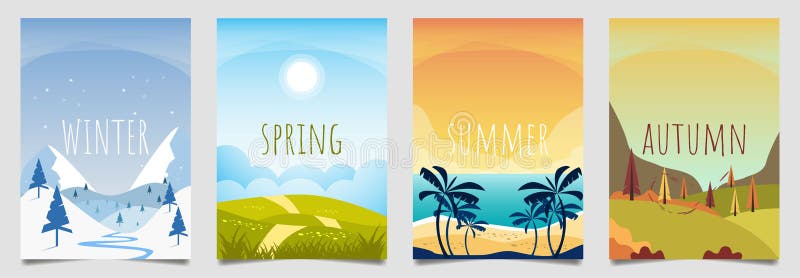 Flat Design, Illustration Set Season Element or Flowers Background ...