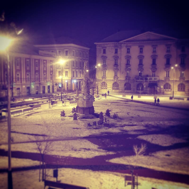 In the winter stock photo. Image of night, winter, square - 122438574