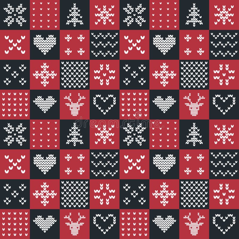 Winter Square Pattern. Seamless Geometric Checkered Print with Winter ...