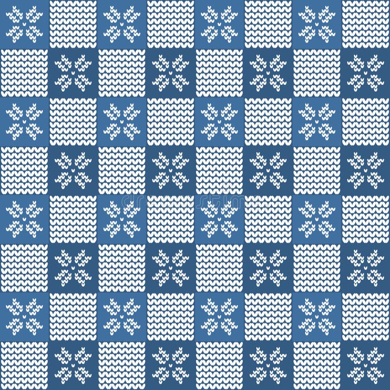 Winter Square Pattern. Seamless Geometric Checkered Print with Knitted ...