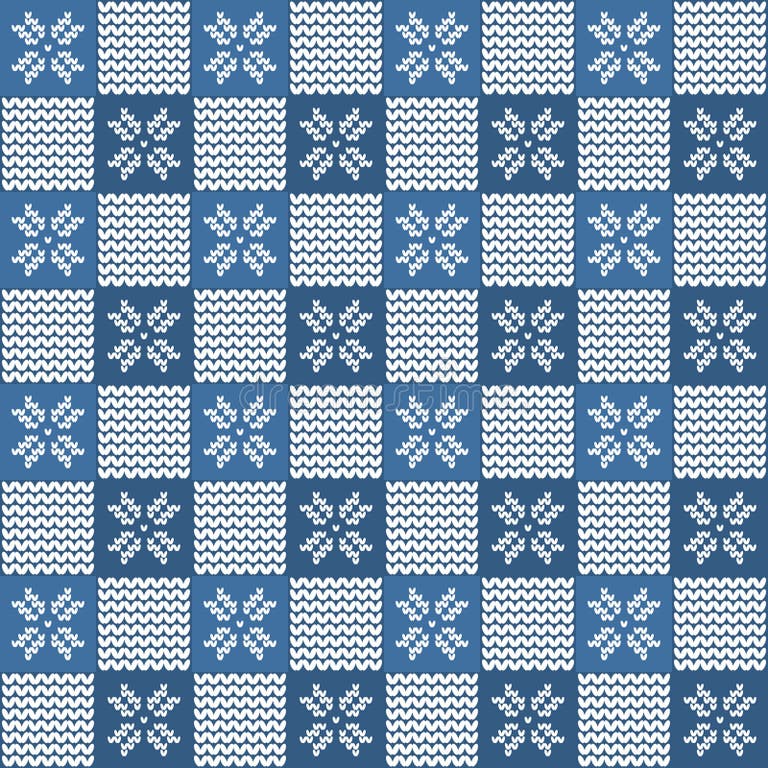 Winter Square Pattern. Seamless Geometric Checkered Print with Knitted ...