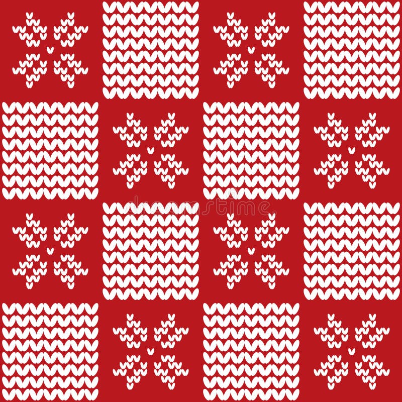 Winter Square Pattern. Seamless Geometric Checkered Print with Knitted ...