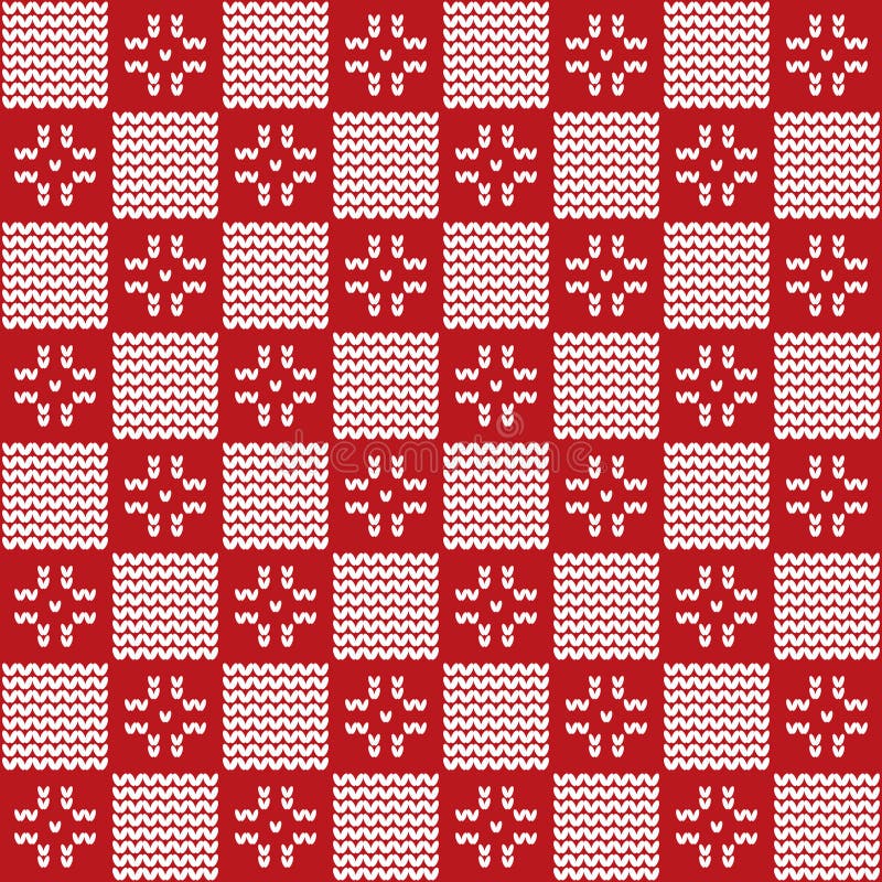 Winter Square Pattern. Seamless Geometric Checkered Print with Knitted ...