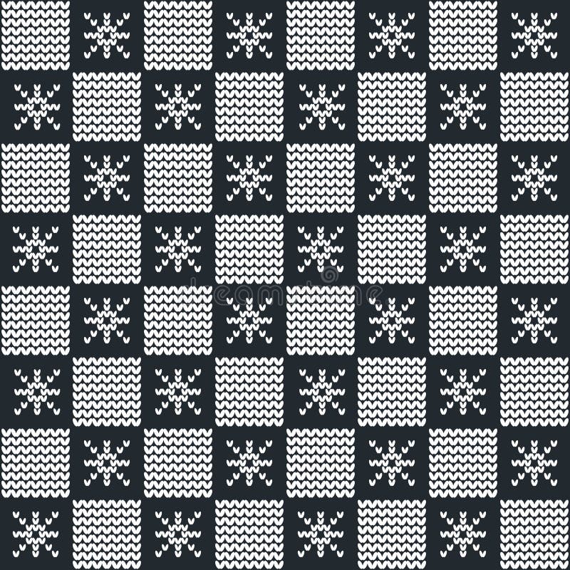 Winter Square Pattern. Seamless Geometric Checkered Print with Knitted ...