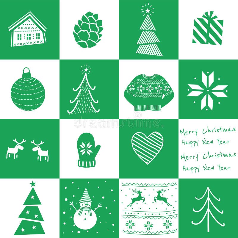 Winter Square Pattern. Seamless Geometric Checkered Print with Winter ...