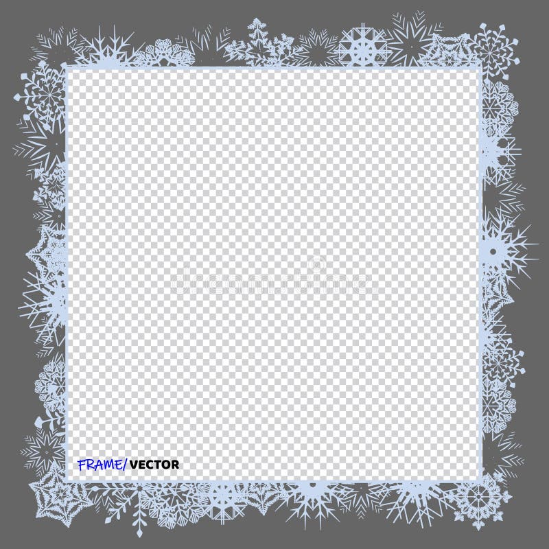 Winter Square Photo Frame with Snowflakes. Empty Holiday Ice Ornament ...