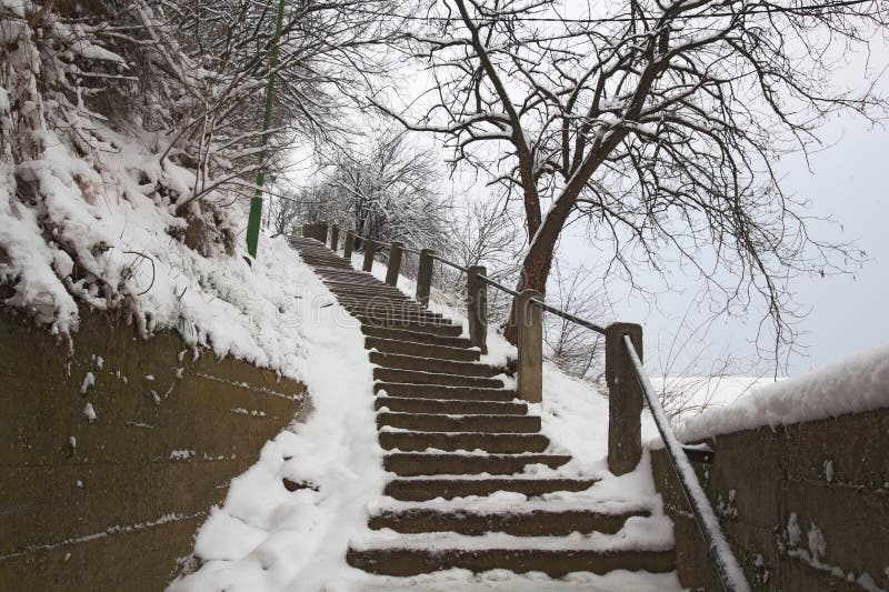 Winter on stairs stock image. Image of weather, stairs - 37149533